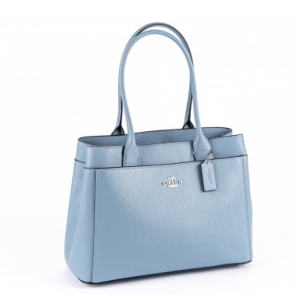 Coach | Bags | Coach Casey Crossgrain Leather Tote In Cornflower Blue ...